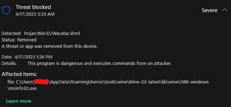 Windows Defender Found A Trojan Virus Heroic Games Launcher
