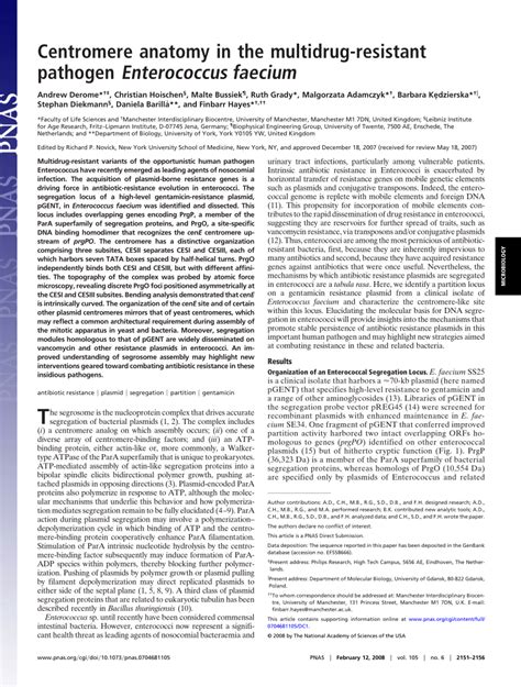Pdf Centromere Anatomy In The Multidrug Resistant Pathogen Enterococcus Faecium