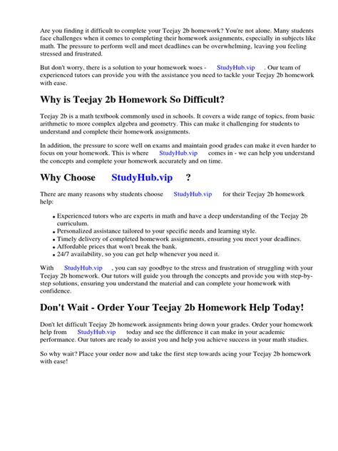 Teejay 2b Homework Pdf Curriculum Homework