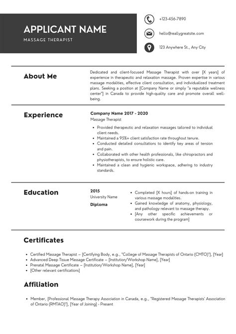 The Best Sample Resume For Massage Therapist Jobs Caring Support