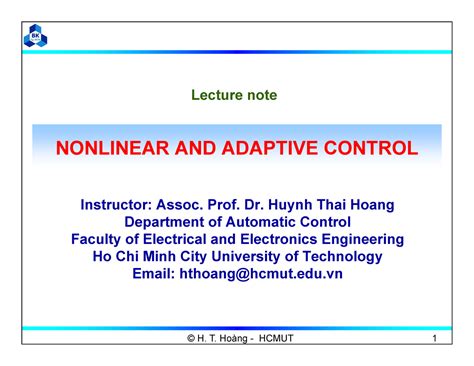 Chapter 2 Nonlinear Adaptive Control NONLINEAR AND ADAPTIVE CONTROL