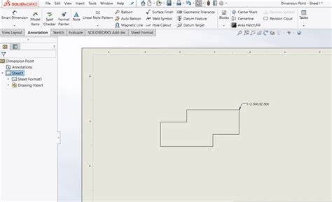 solidworks how to display notes for x and y coordinate points in a