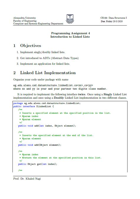 Github Amrmomtaz Ilinkedlist Data Structure Assignment 4