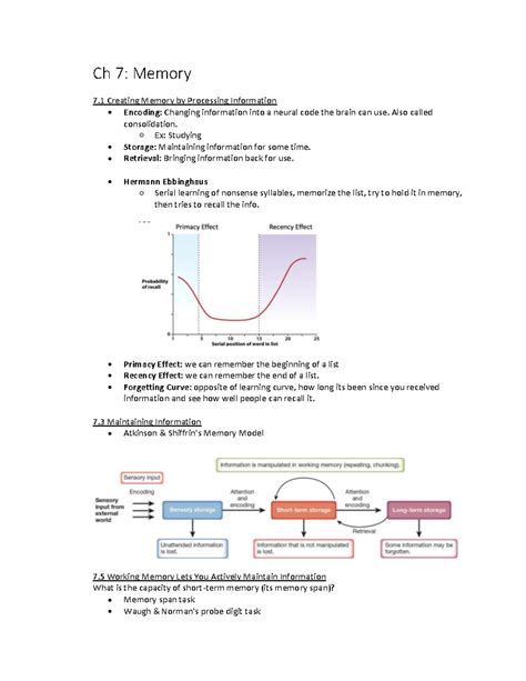 Psych Memory Psych Ch Memory Creating Memory By Processing Information Studocu