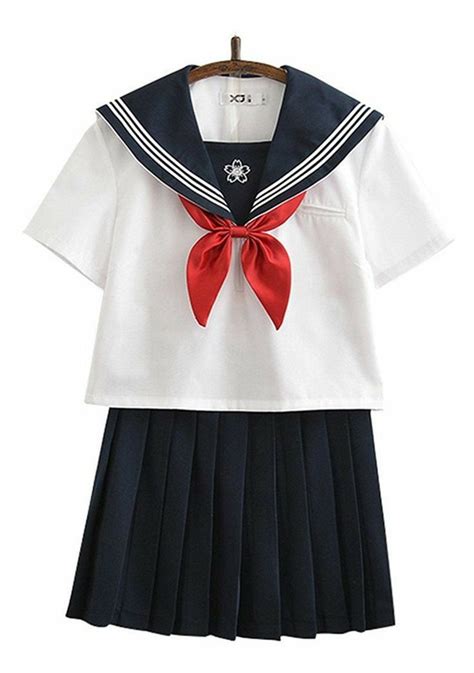 Japanese School Girls Uniform Sailor Navy Blue Pleated Skirt Anime Cosplay Costumes With Socks
