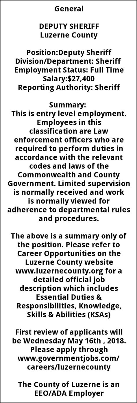 Deputy Sheriff Luzerne County