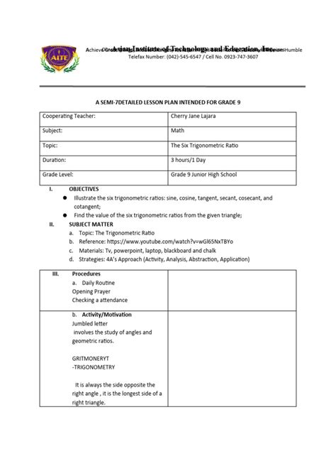 The Six Trigonometric Ratios Pdf Trigonometric Functions Trigonometry