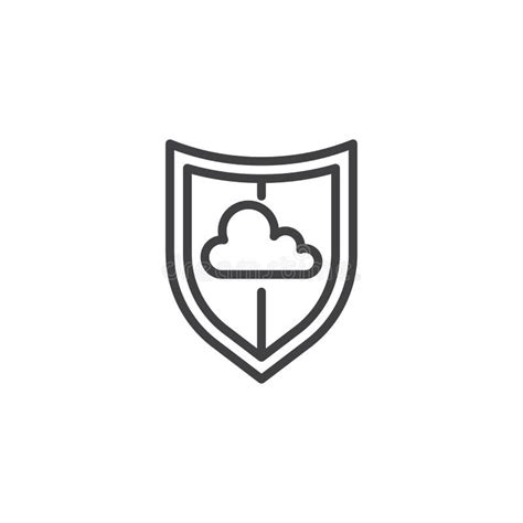 Cloud Computing Protection Line Icon Stock Vector Illustration Of