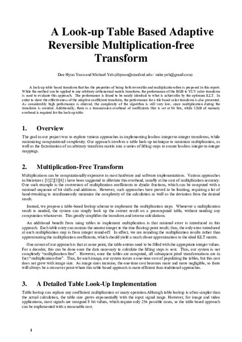 Pdf A Look Up Table Based Adaptive Reversible Multiplication Free