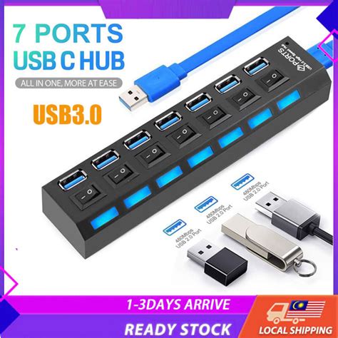 USB Port Extension 7 Port USB 3 0 Hab Adaptor Adapter USB HUB USB 3 0 Extension For PC Laptop