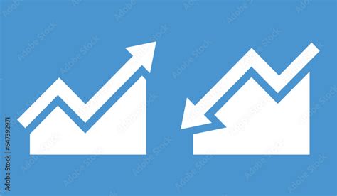 Graph Going Up And Down With White Arrows On Blue White Chart Bar Vector Illustration Concept Of
