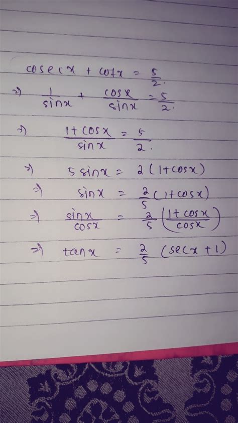 If Cosec Cot Then The Value Of Tan Is Brainly In