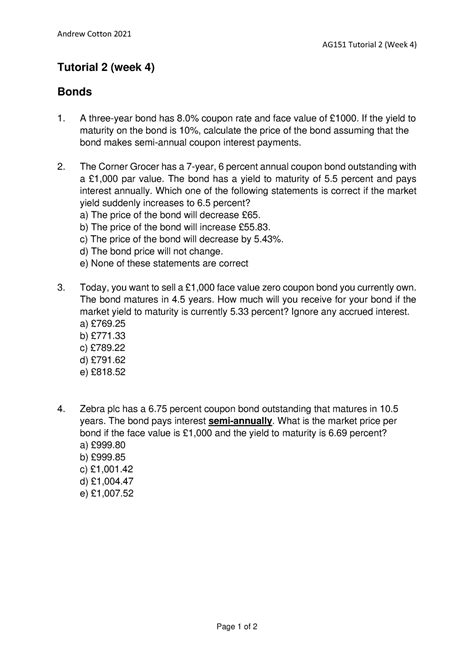 Tutorial 2 Week 4 Andrew Cotton 2021 Ag151 Tutorial 2 Week 4 Page