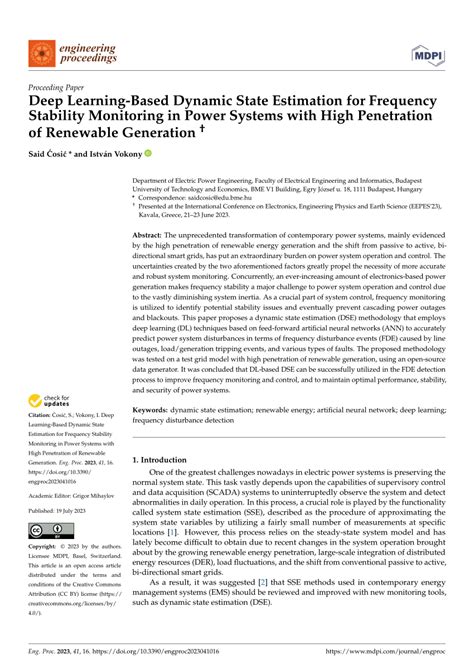 Pdf Deep Learning Based Dynamic State Estimation For Frequency
