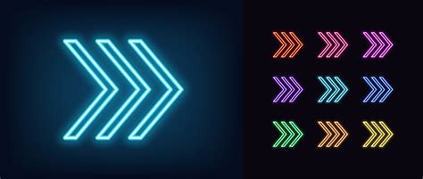 네온 화살표 아이콘입니다 빛나는 네온 스 와이프 업 기호 윤곽 화살표 포인터 실루엣 형광색의에 대한 스톡 벡터 아트 및 기타