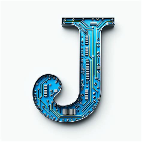 Futuristic Metallic Letter J Monogram With Circuitry Design Monogram Playground