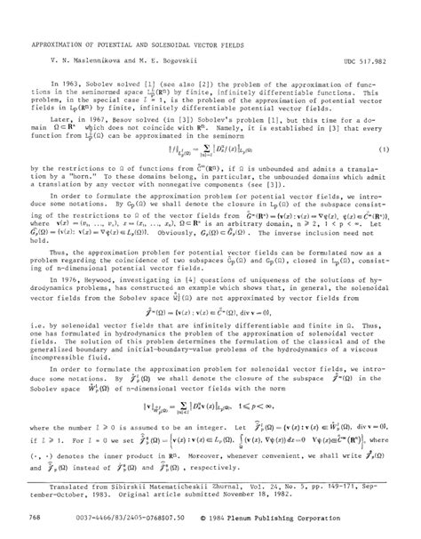 Pdf Approximation Of Potential And Solenoidal Vector Fields