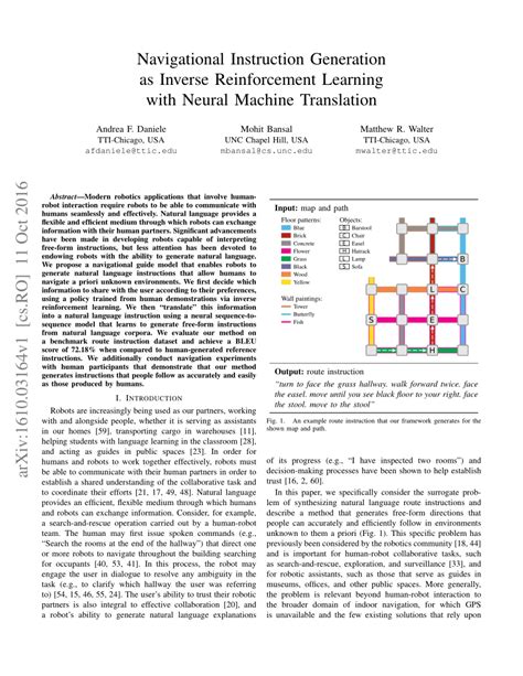 PDF Navigational Instruction Generation As Inverse Reinforcement Learning With Neural Machine