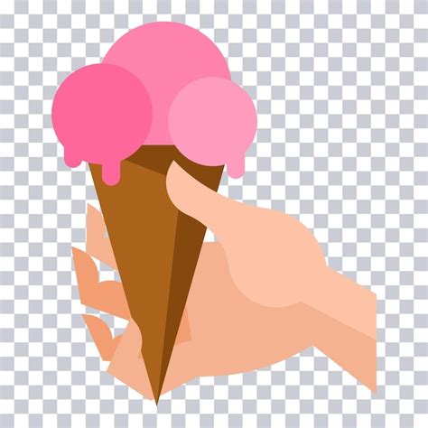 손을 잡고 아이스크림 프리미엄 벡터