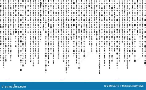 Technology Vector Binary Code Random Falling Digits On Screen Hacked