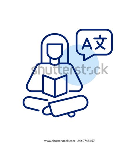 Woman Reading Book Language Symbols Speech Stock Vector Royalty Free