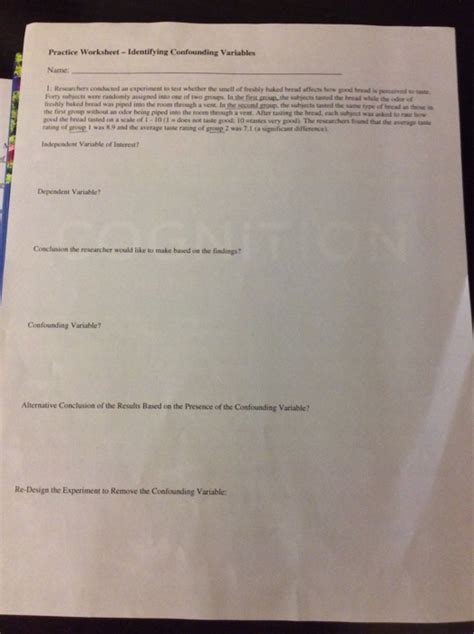 Solved Practice Worksheet Identifying Confounding Variables