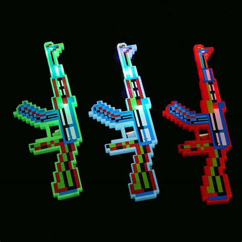LED Light Up Flashing Pixel Machine Gun With Sound