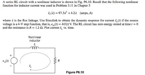 Solved A Series Rl Circuit With A Nonlinear Inductor Is