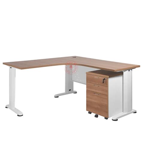 L Shape Office Table C W Mobile Pedestal 2d1f Meja Pejabat Meja L Shape Office Table
