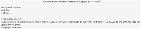 Solved Simple Graph With Five Vertices Of Degrees Chegg