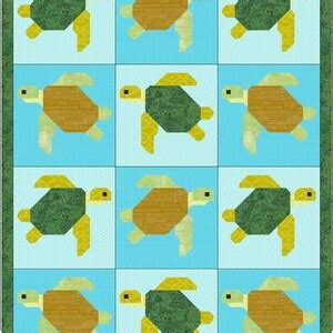 Sea Turtle Quilt Block Pdf Pattern Etsy