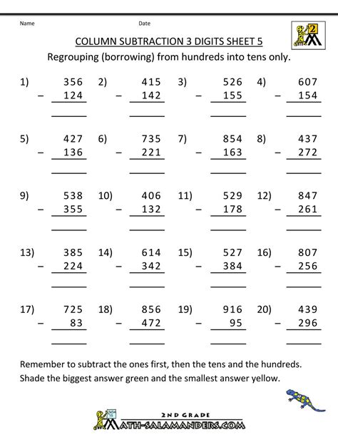 Maths Subtraction Worksheet For Class 2 Pdf Printable Pdf Template