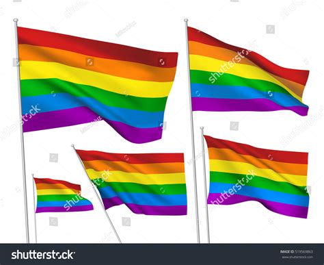 Флаги векторных ЛГБТ Набор волнистых 3d флагов стоковая векторная графика без лицензионных