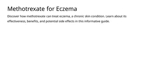 Methotrexate For Eczema Meds Is