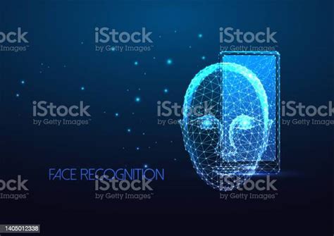 Futuristic Mobile Face Recognition System Concept With Glowing