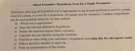 Solved Mixed Examples Hypothesis Tests For A Single Chegg Com