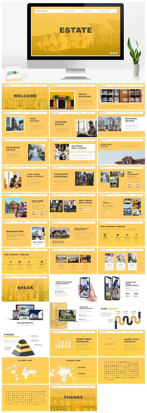 黄色建筑商务ppt模版 Pptcat