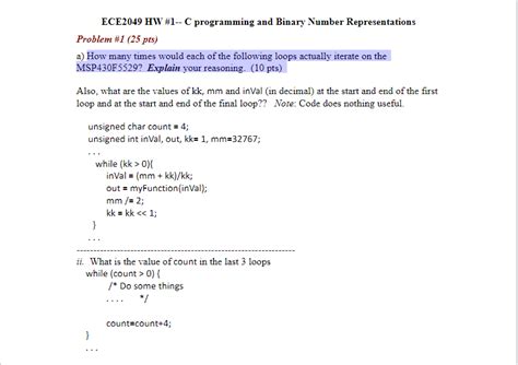 Solved ECE2049 HW 1 C Programming And Binary Number Chegg Com