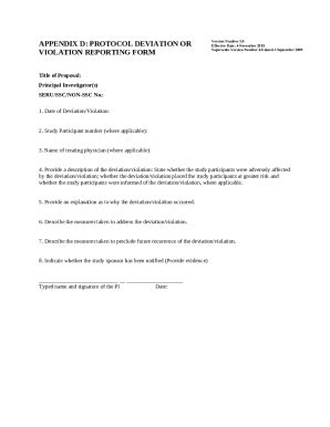 Protocol Deviation Or Violation Reporting Doc Template PdfFiller