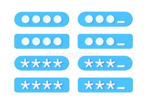 Password 3d Render Icon Set Code Field Simple Safety Illustration And Blue Secure Login Label