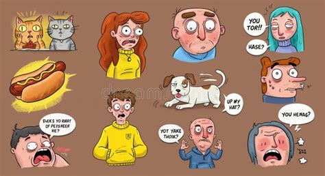 Funny Meme Style Illustrations With Exaggerated Expressions Stock Funny Meme Style Illustrations With Exaggerated Expressions Stock
