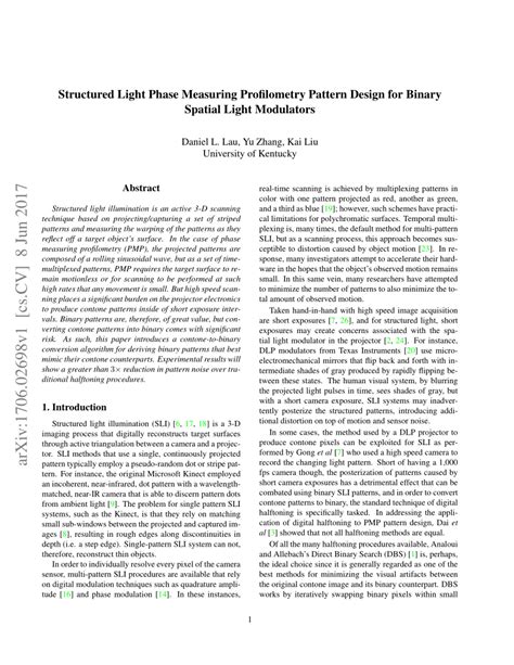 Pdf Structured Light Phase Measuring Profilometry Pattern Design For