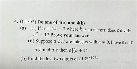 solved 4 clo2 do one of 4 a and 4 b a i if n 4k 3