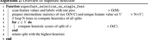 Table 1 From Superfast Selection For Decision Tree Algorithms