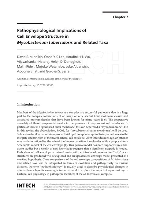 Pdf Pathophysiological Implications Of Cell Envelope Structure In Mycobacterium Tuberculosis
