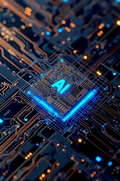 Premium Ai Image 3d Ai Letter Connected To Technology Chip Cpu Network Computer Internet Concept