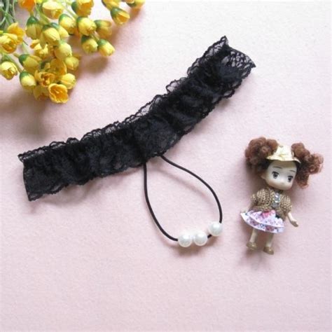 Sexy Lace G String Pearl Beads Massage Thong Black Sex Toys Fre