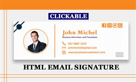 Create Html Email Signature Clickable Html Email Signature By Saima1tauheed Fiverr