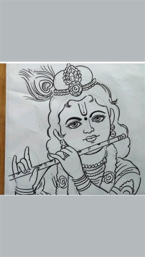 Cute Krishna Ji Drawing Step By Step God Krishna Bhagwan Drawing For