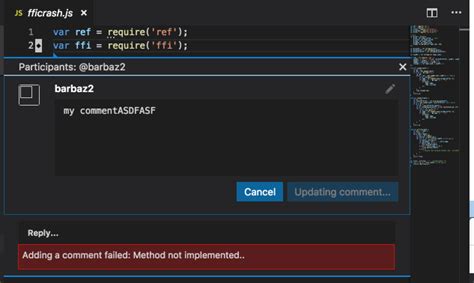 Error In Editcomment Deletecomment Not Indicated In Ui Issue Microsoft Vscode Github